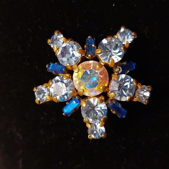 Germany | Jewelry | Germany Vintage Blue Glass And Fiery Center Ab ...